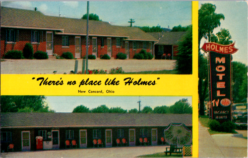 Vintage Postcard Holmes Motel New Concord Ohio Sign | eBay