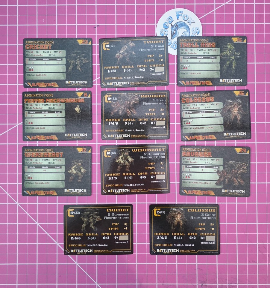BattleTech GOTHIC - Alpha Strike / Classic BT Abomination Cards! -New ...