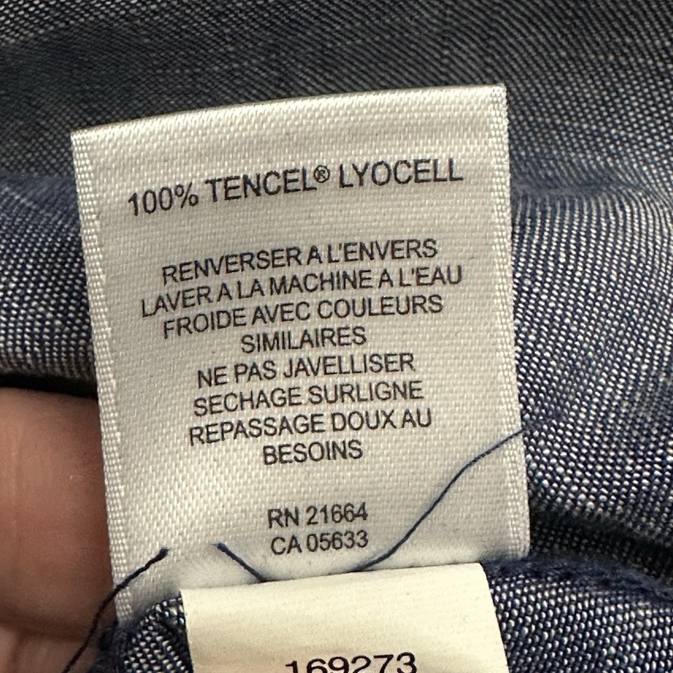 Foxcroft NYC Top Womens 12 Button Up Shirt Striped Blue Roll Tab Sleeve ...