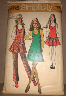 1970s #8985 Simplicity Vintage Sewing Pattern - Mini Jumper Skirt/Pant ...