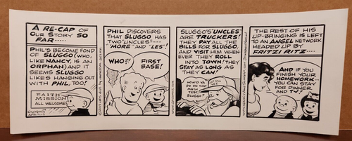 NANCY Daily Comic Strip Original Art 4-11-2013 GUY GILCHRIST Sluggo ...