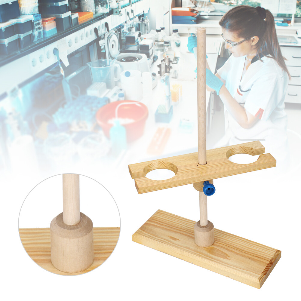 2 Hole Funnel Stand Laboratory Adjustable Height Wooden Funnel Rack ...