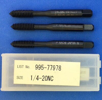 3pc NACHI 1/4” - 20 NC Taflet Plug Taps; 995 - 77978; H10 ; HSSE-V🎯 ...
