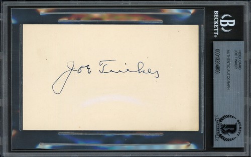 Joe Tinker Autographed 3x5 Index Card Cubs Auto Grade Mint 9 Beckett ...