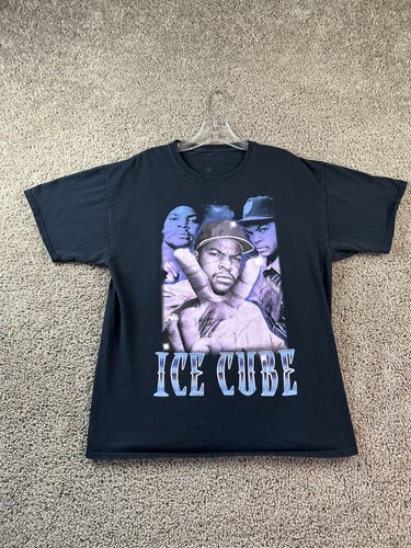 Ice Cube Shirt Mens Large Black Blue Gangster Rap Hip Hop Short Sleeve ...