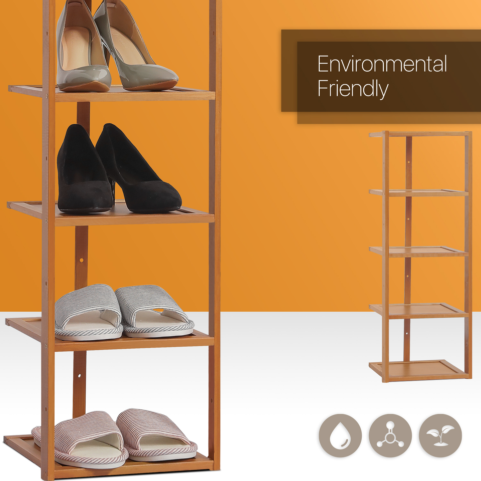 11"Bamboo Entryway[FREESTANDING SHOE RACK]High Heel Storage Stand ...