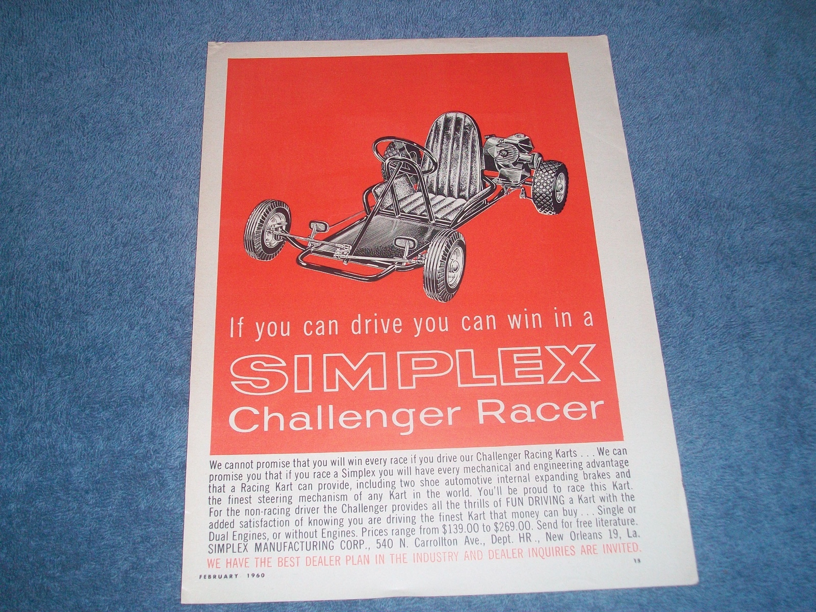 1960 Simplex Challenger Racer Vintage Color Ad "If You Can Drive You ...