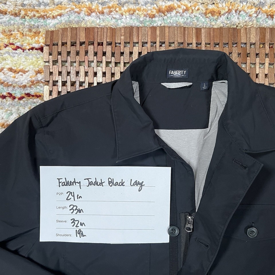 Faherty Movement Field Jacket Utility Military Full Zip Black Men’s ...