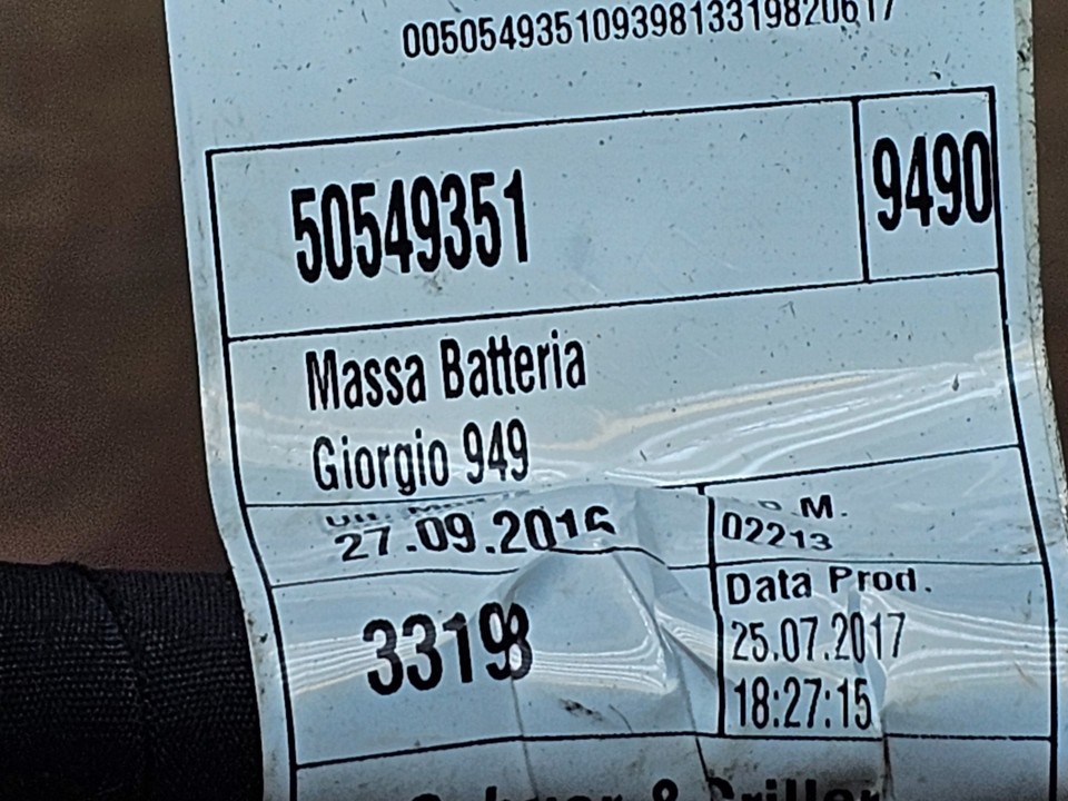 ALFA ROMEO STELVIO BATTERY NEGATIVE TERMINAL SENSOR & CABLE 50548044 ...