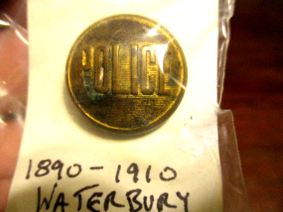 BRASS EMBOSSED POLICE WATERBURY BUTTON CO 1890-1910 CIRCA RARE | eBay