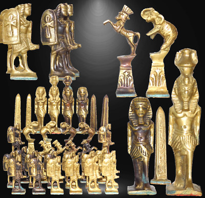 Ancient Egyptian Chess Set Pharaoh & Warriors BRONZE ANKH Circa 1890 ...