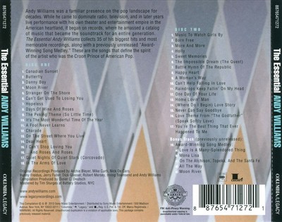 ANDY WILLIAMS ESSENTIAL ANDY WILLIAMS [BONUS DISC] NEW CD 887654712721 ...