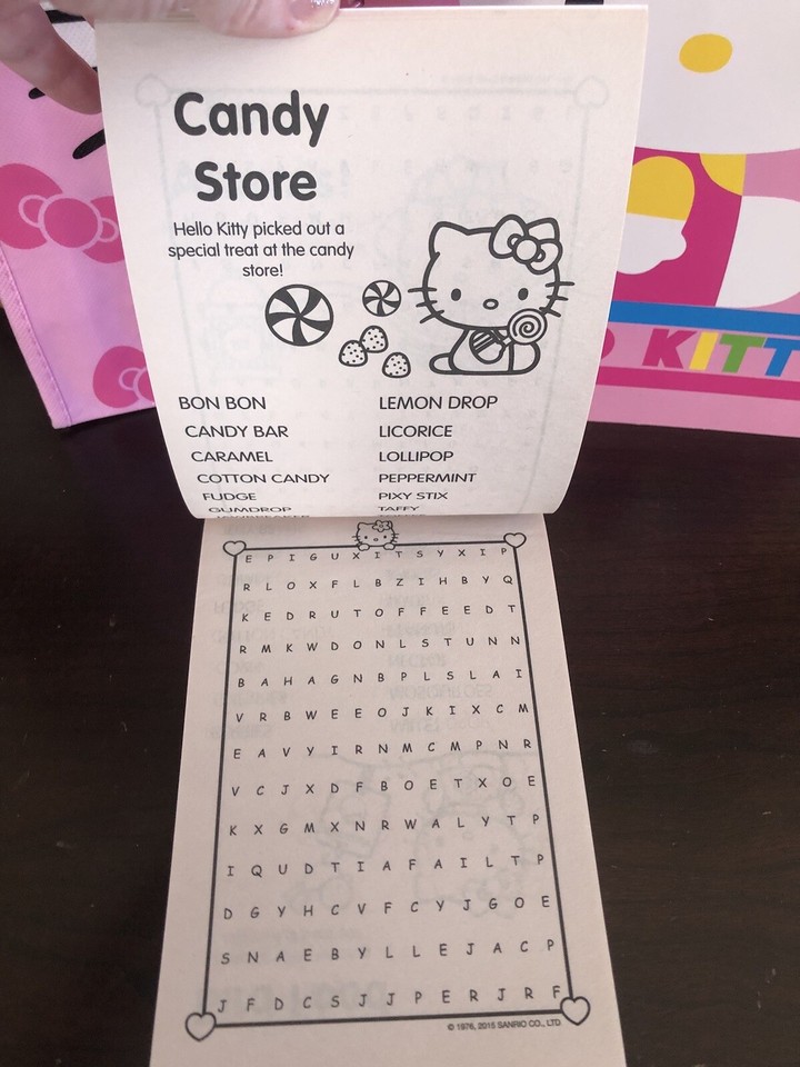 Hello Kitty reusable tote, spiral notebook and word Finds Booklet | eBay
