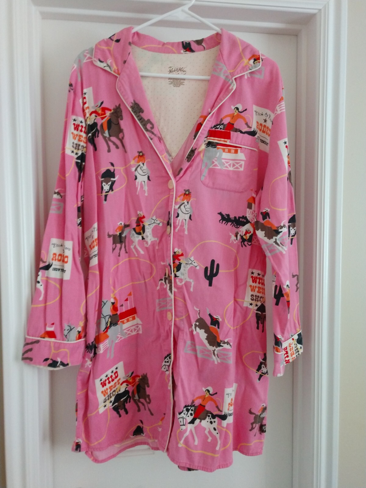 Nick and Nora Vintage Pink Rodeo Sleep Shirt/Night go… - Gem
