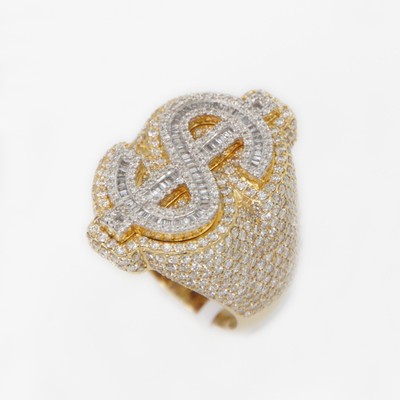 10k Solid Gold Diamond Money Sign Ring | eBay