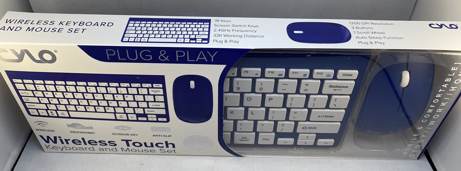 Cylo Metallic Blue Wireless Keyboard & Mouse Combo Set for sale online ...
