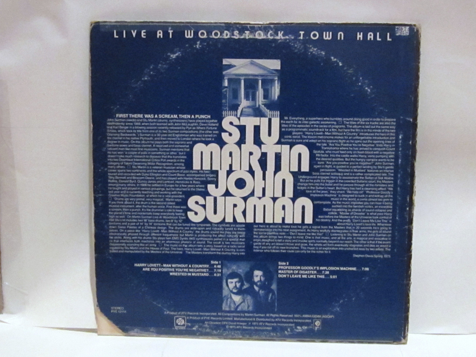 JOHN SURMAN & STU MARTIN - Live at Woodstock Town Hall ~ PYE 12114 * ...