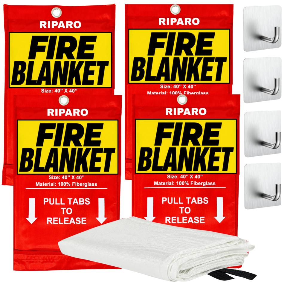 Emergency Fire Blanket W/Hook, For Home & Kitchen, Fire pits, BBQ ...