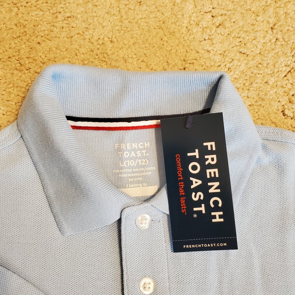 New French Toast Pique Polo Shirt Blue Boys Youth Size L(10/12) | eBay