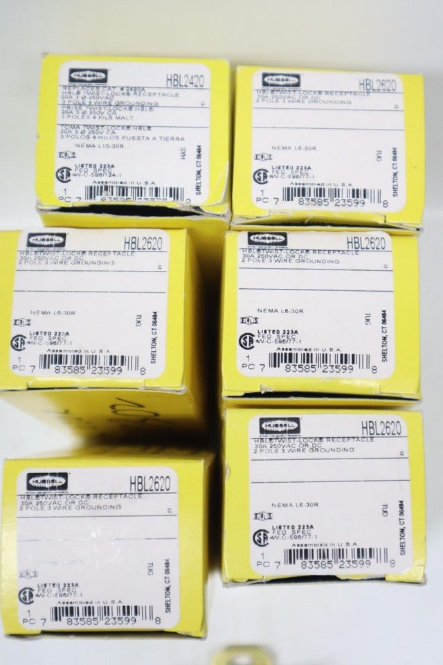QTY (6) Hubbell HBL 2620 30A 250V Twist-Lock Receptacle L6-30R, New | eBay