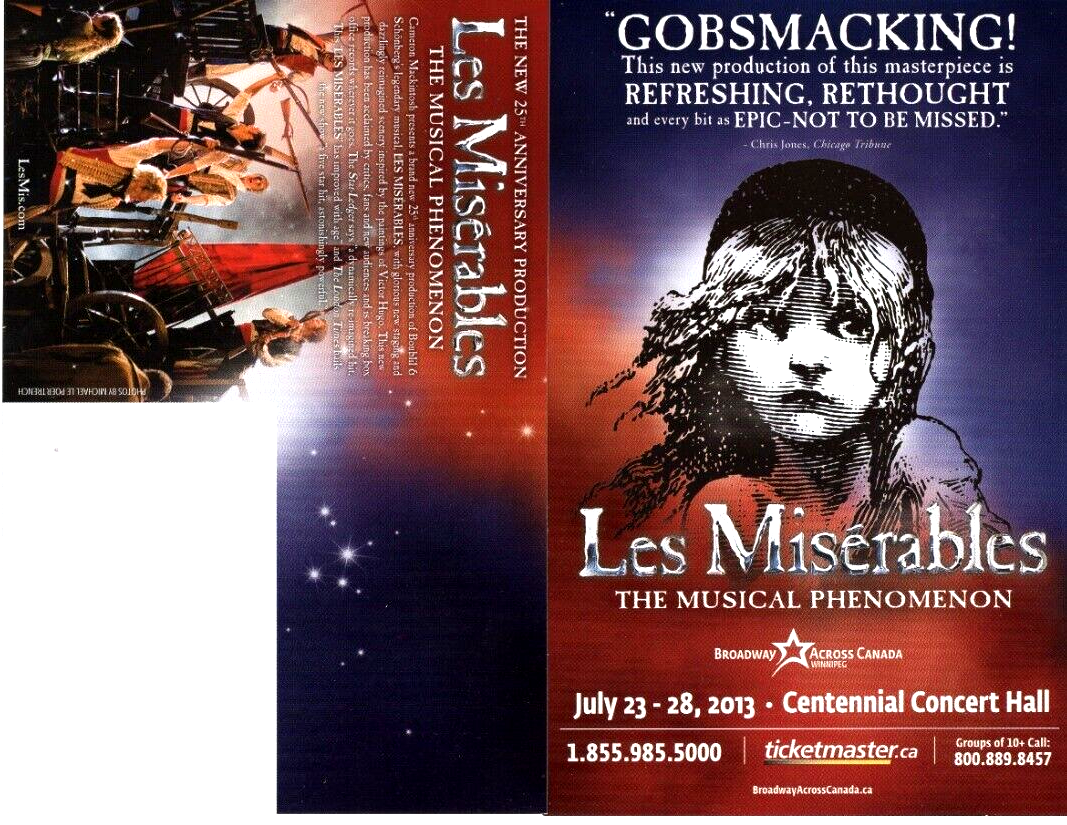 Les Miserables 25th Anniversary Broadway Musical NEW 2013 Tour Cards | eBay