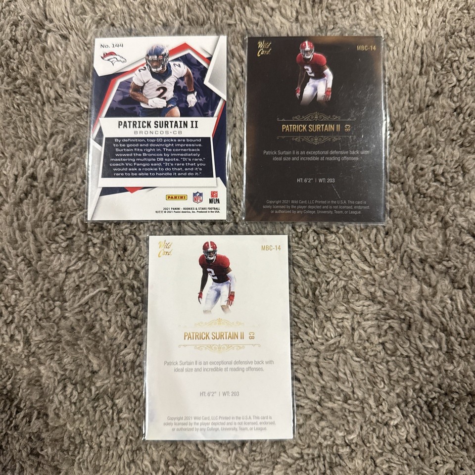 Patrick Surtain II NFL Broncos Rookie 3 Card Lot | eBay