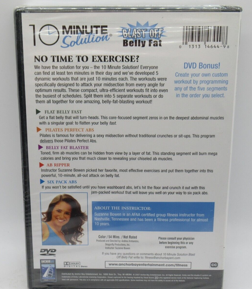 10 MINUTE SOLUTION: BLAST OFF BELLY FAT WORKOUT DVD, SUZANNE BOWEN, AB ...