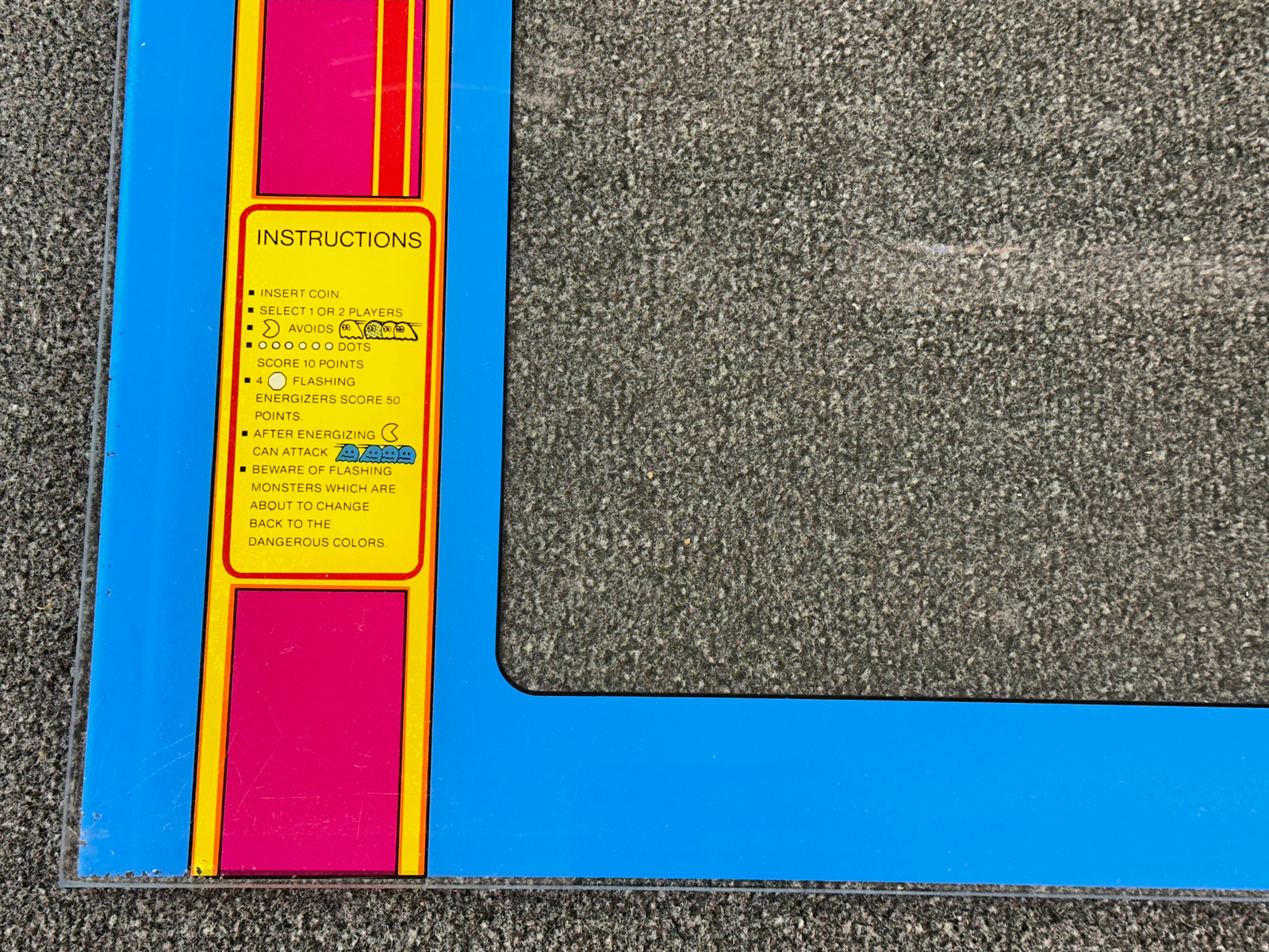 Midway Ms. Pac-Man Pacman Arcade Video Game Bezel Silk Screened ...