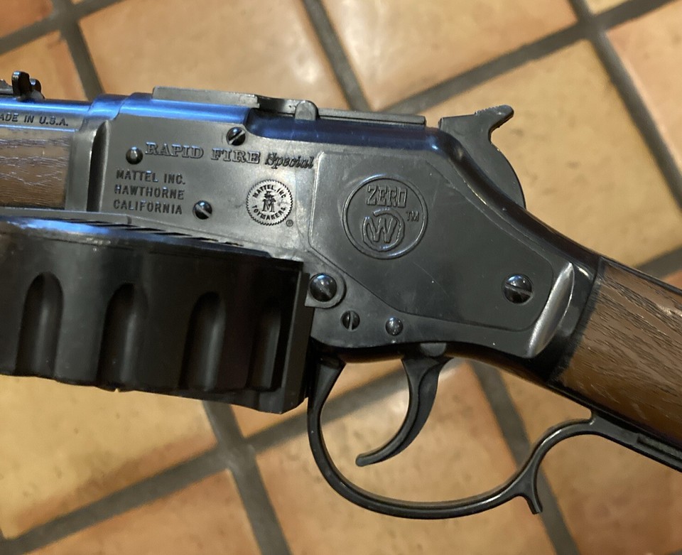 Fine C. 1965 Mattel Rapid Fire Special, Plastic Toy Rifle, “Cowboy In ...
