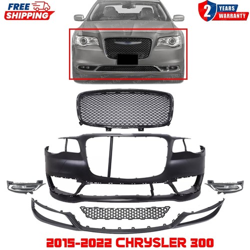 Front Bumper Primed & Grille Assembly Kit For 2015-2022 Chrysler 300 | eBay