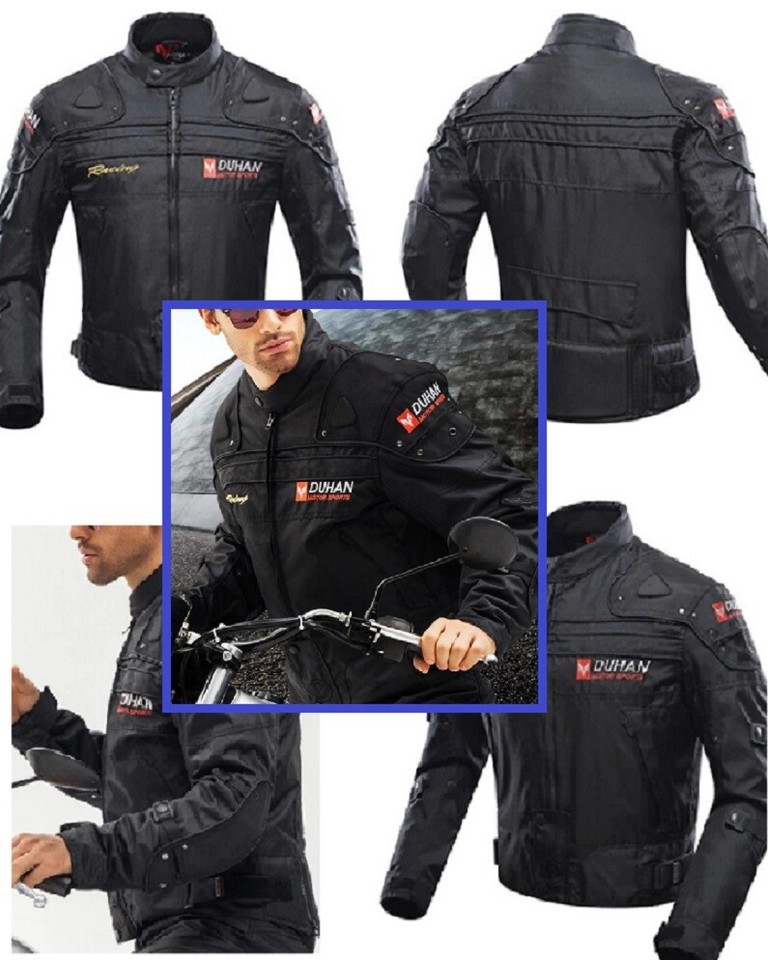 MENS DUHAN MOTORCYCLE JACKET MOTO BIKER ARMOUR PAD PROTECTION MOTORBIKE ...