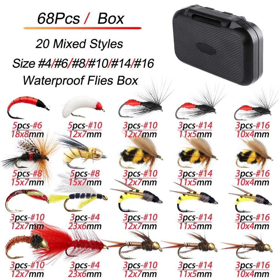 24-126Pcs Wet Dry Flies Nymph Ant Tying Hook Trout Fishing Fly Lure ...