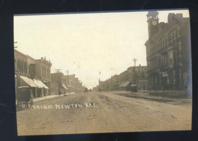 REAL PHOTO NEWTON KANSAS DOWNTOWN MAIN STREET SCENE POSTCARD COPY | eBay