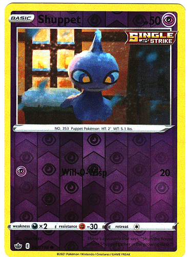 Shuppet 62/198 Chilling Reign Reverse Holo Common Pokemon Card TCG 062/ ...