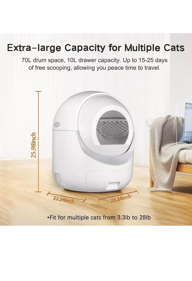 Cleanpethome Self Cleaning Cat Litter Box, Automatic Cat Litter Box ...