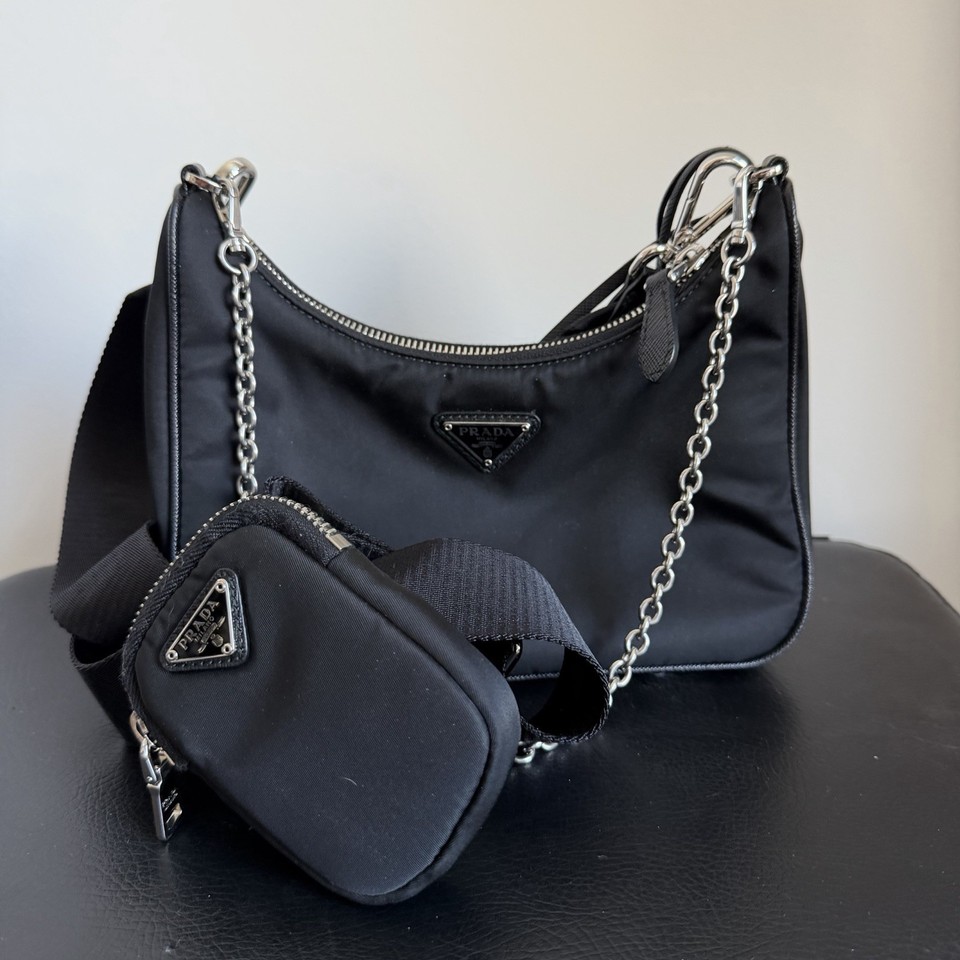 PRADA Black Nylon Crossbody Re-edition 2005 Bag Authentic Used | eBay