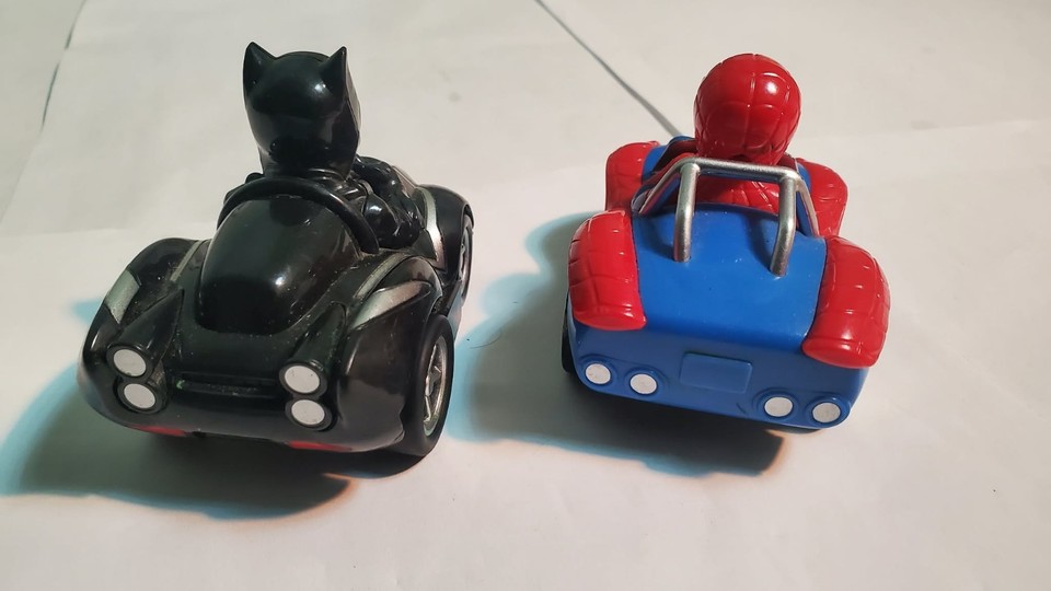 2 Marvel Super Hero Jam'n Pull Back Cars~ Spiderman - Black Panther | eBay