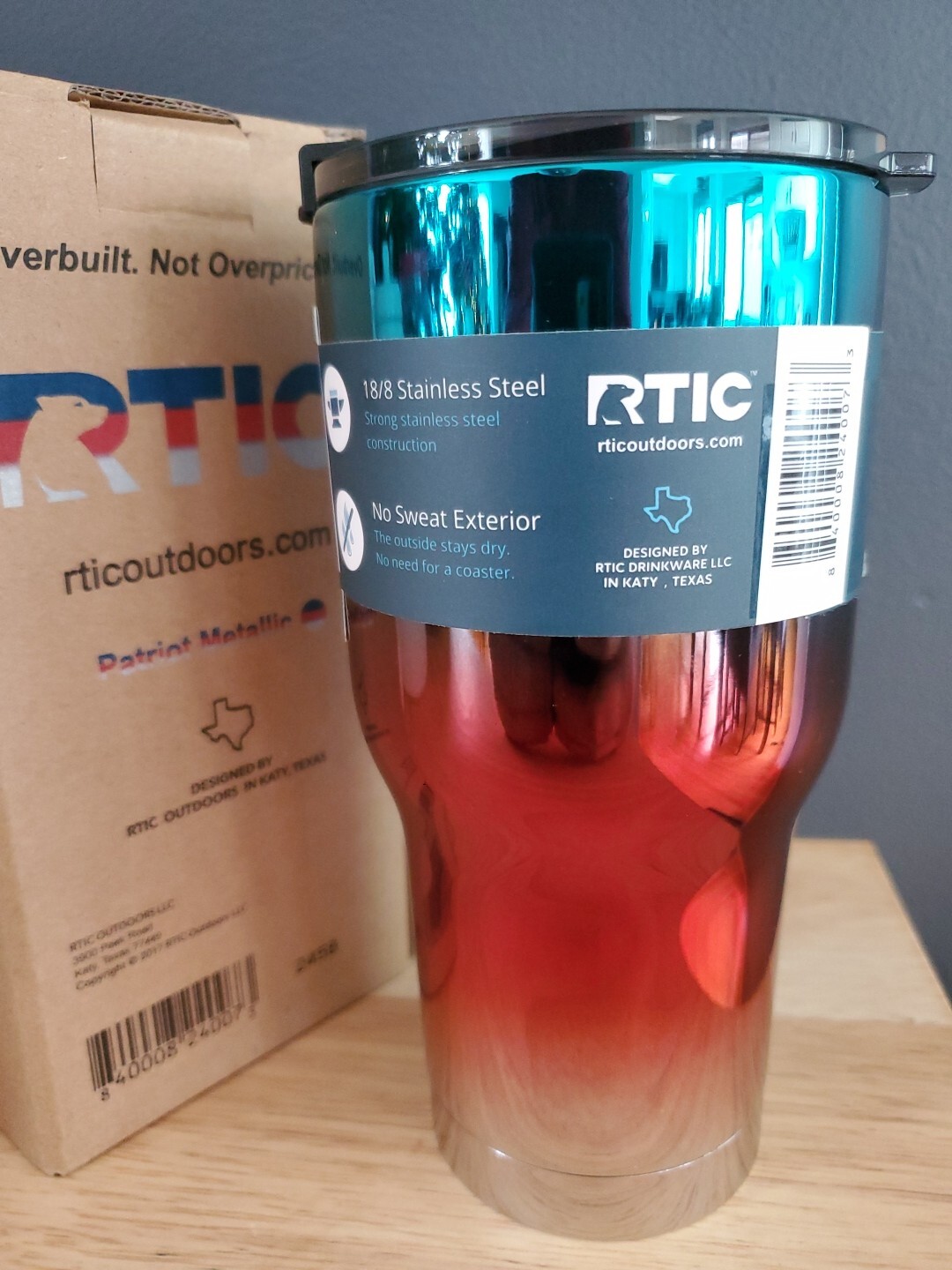RTIC 20oz Tumbler Limited Edition Patriotic Metallic Spill Proof Lid ...