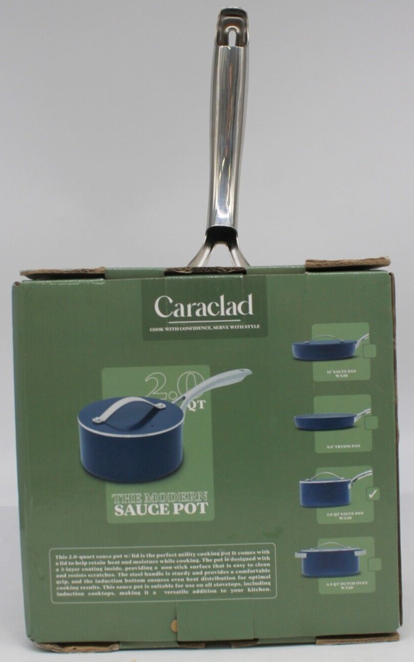 Caraclad Sauce Pot With Lid 2 Quart Aluminum Cookware Blue Mid Century ...