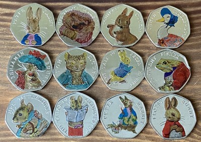 Beatrix Potter UNC 50p Coin Series Peter Rabbit Jemima Tiggy Full Sets ...