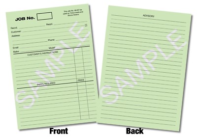 A5 GARAGE WORKSHOP REPAIR JOB CARD - WORKS CARDS - JOB SHEET Green Card ...