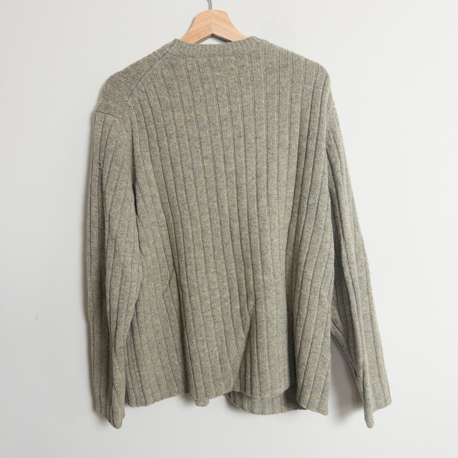 VTG GAP Sweater Mens Large Beige Fisherman Drop Needle Rib Crew 100% ...