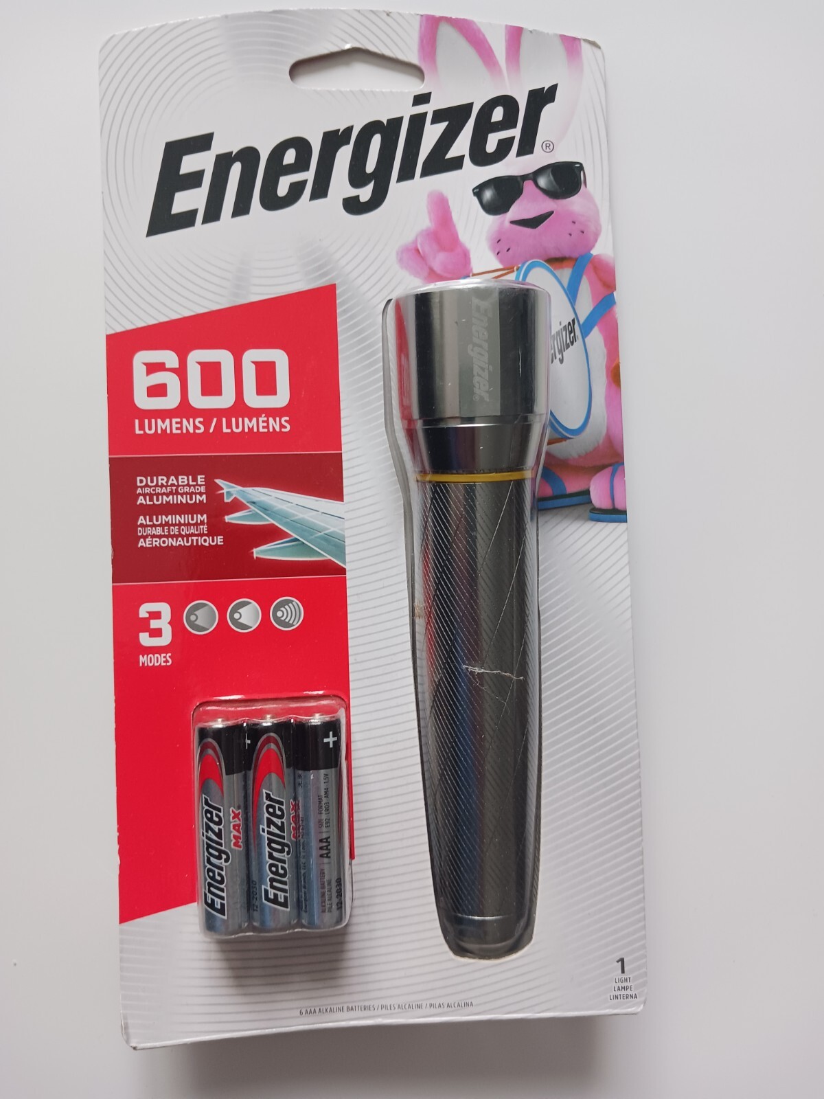 Energizer Vision HD Metal 600 Lumens Flashlight Wide Beam 2 hr Runtime ...