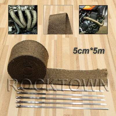 2" x 5M Titanium Lava Exhaust/Header Pipe HeatShield Wrap Car ...