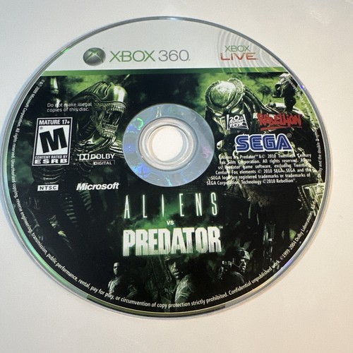 Alien vs. Predator (Microsoft Xbox 360, 2010) Disc Only 10086680423 | eBay