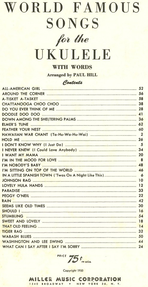 World-Famous Songs for the Ukulele (with Words) | eBay