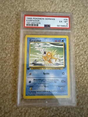 1999 Pokemon German Deutsch 1st Edition Base Set Karpador Magikarp 35/ ...