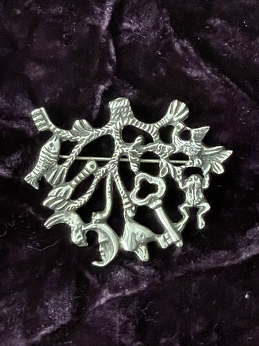 Antique Sterling Silver Cimaruta Broach Pin (Sprig Of Rue) 30s Peruzzi ...