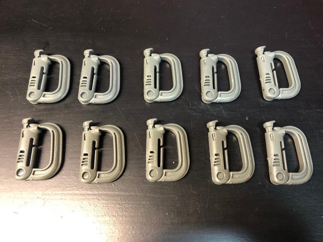 LOT OF 10 ITW Nexus Grimlock Caribiner Locking Hiking Tactical D-Ring ...