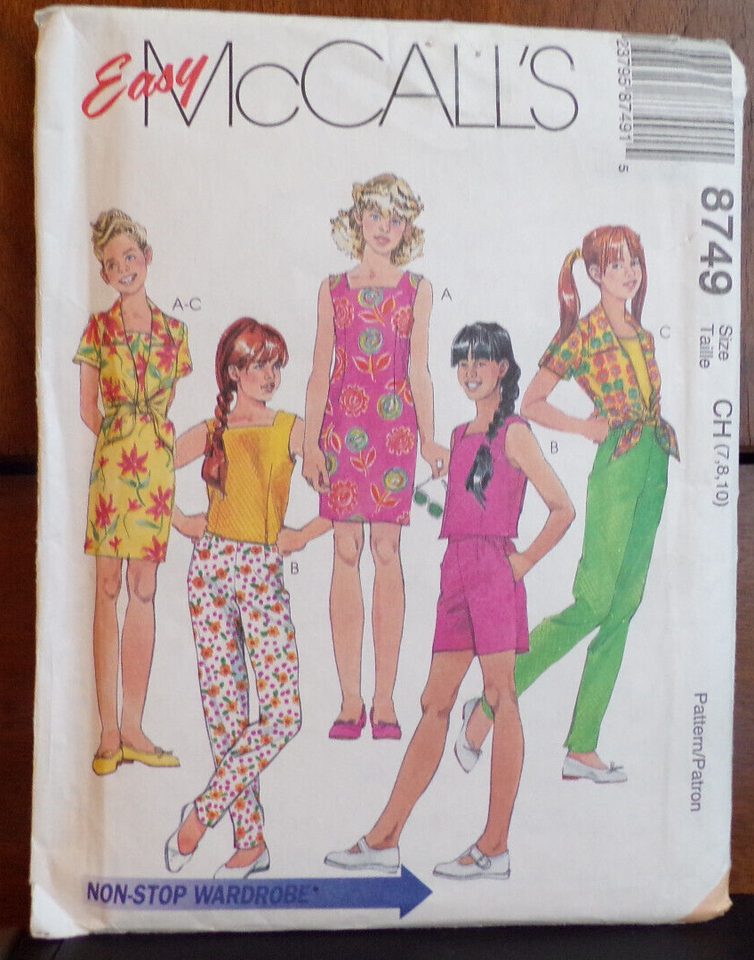 McCall's Sewing Pattern 8749 Girls Dress Tops Pants and Shorts Size 7-8 ...